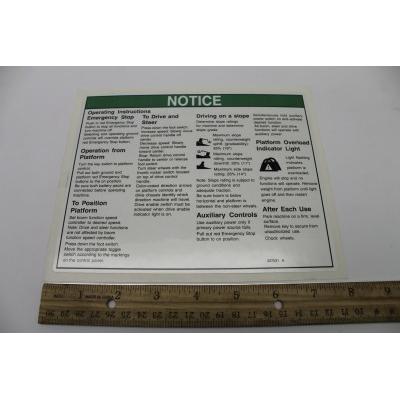 Genie Part # 227531, 227531GT - DECAL, OPERATING INSTRUCTIONS