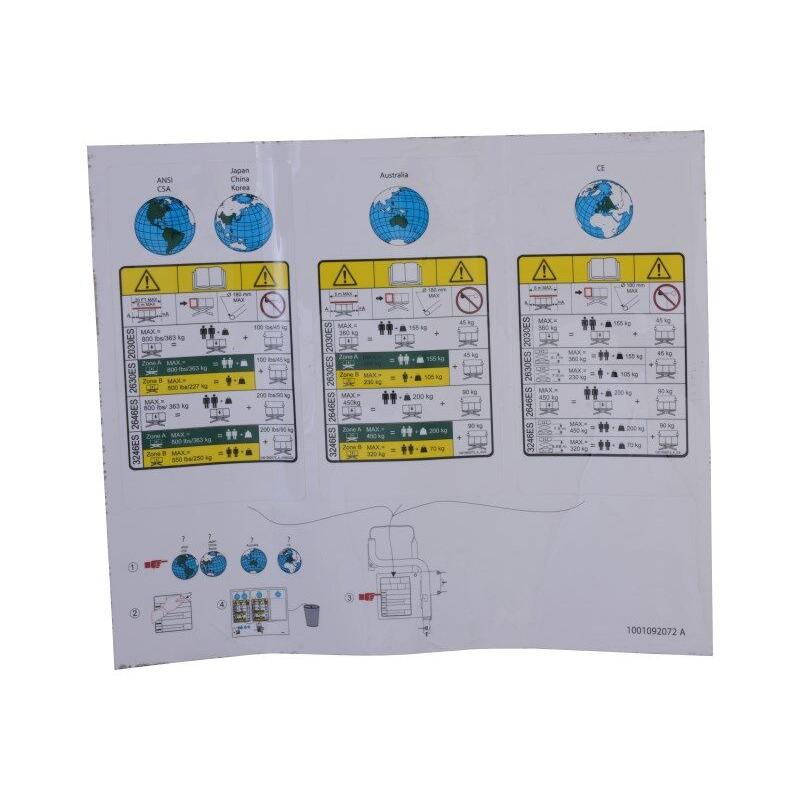 JLG Part # 1001092072 - DECAL, PIPE RACK CAPACITY KIT