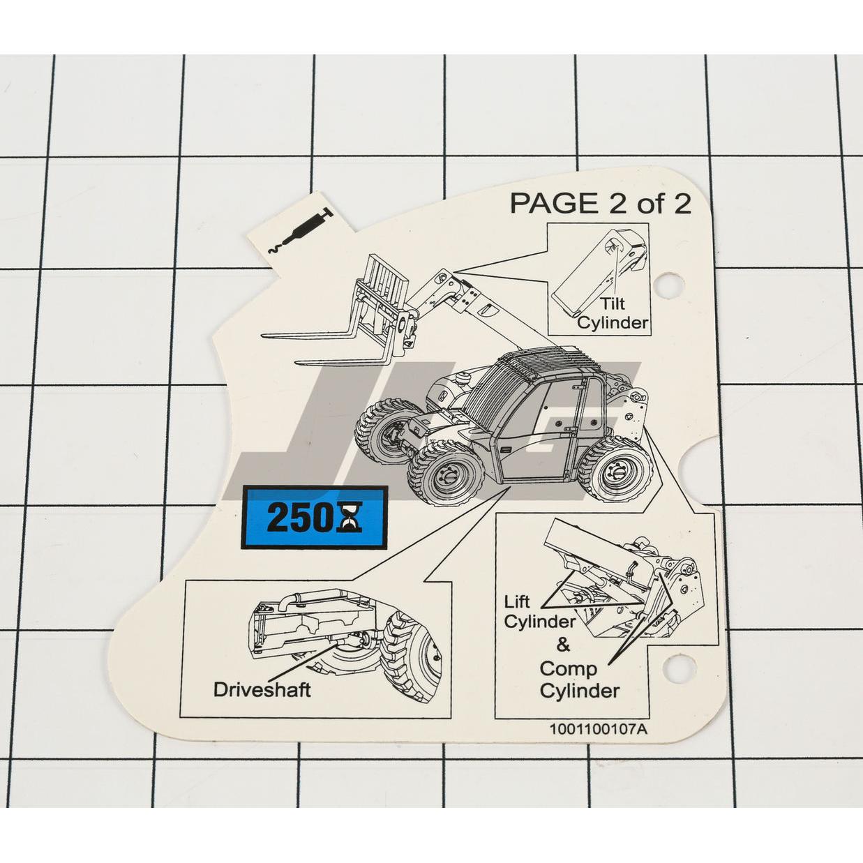 JLG Part # 1001100107 - DECAL, LUBE CHART