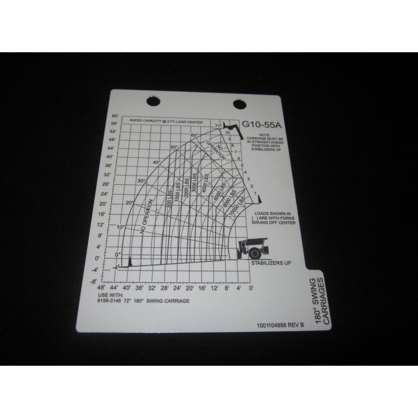 JLG Part # 1001104856 - LOAD, CHART - G10-55A