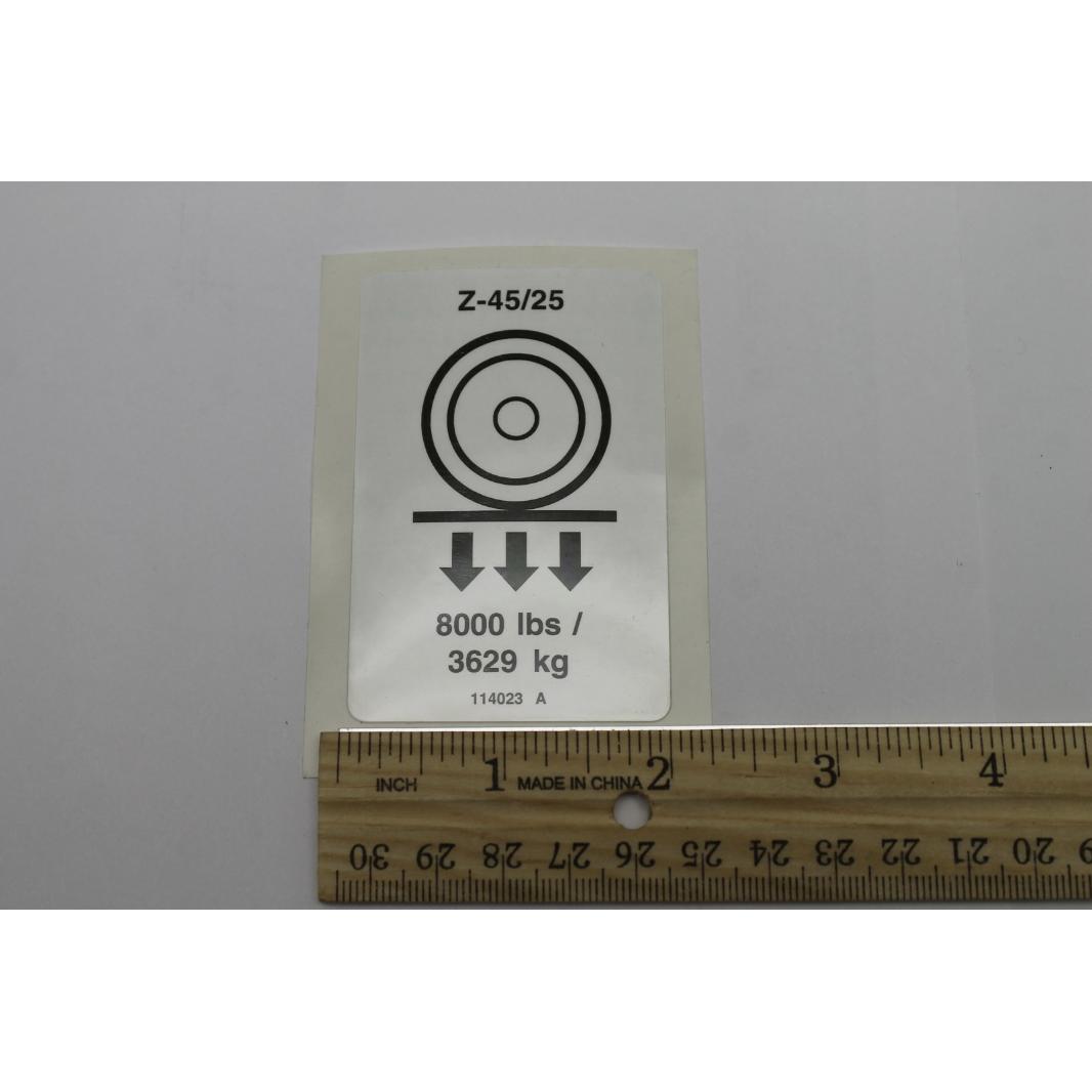 Genie Part # 114023, 114023GT - DECAL,LABEL,WHEEL LOAD Z4525