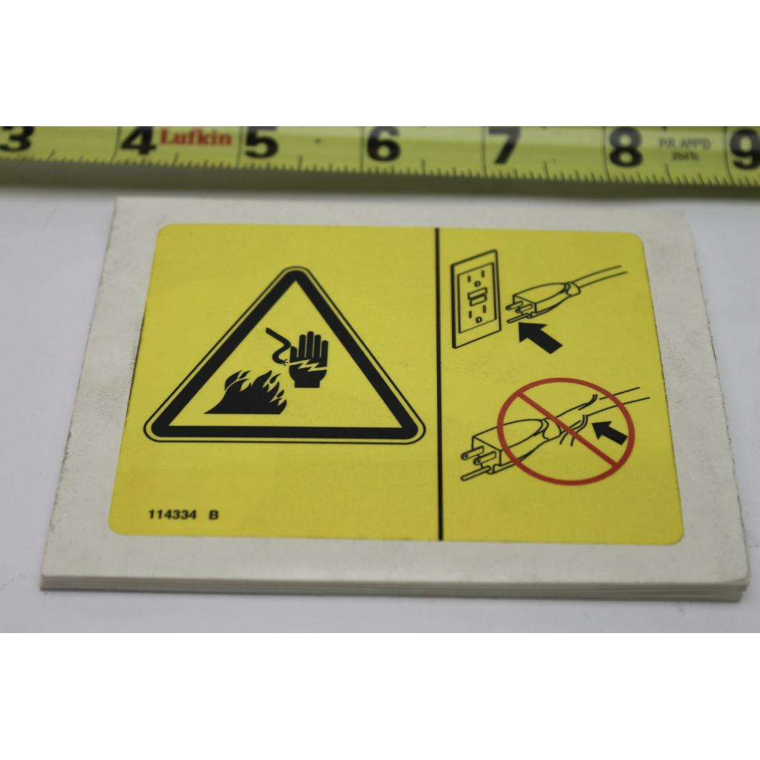 Genie Part # 114334, 114334GT - DECAL SYMBOL ELECTRIC HAZARD PLUG