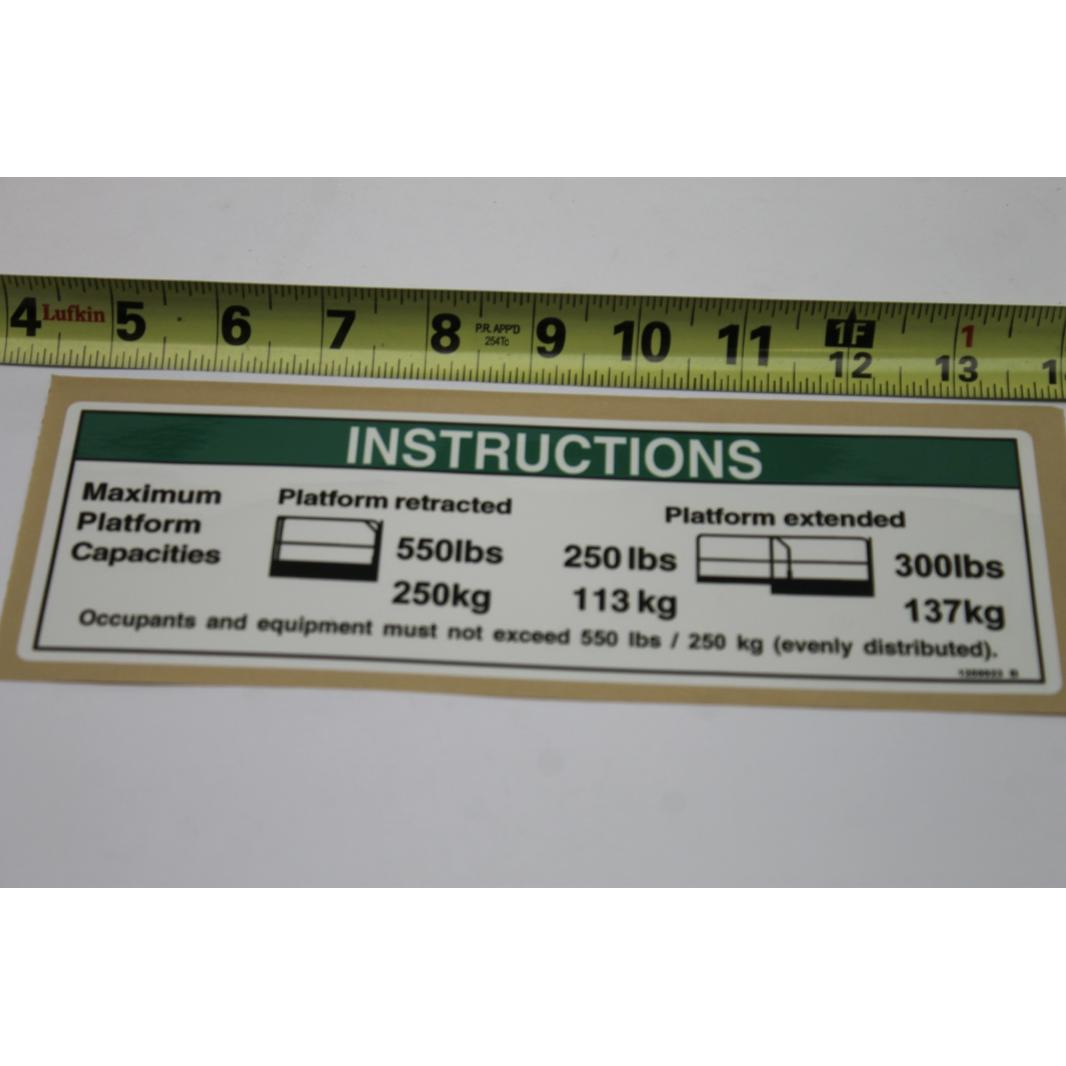 Genie Part # 1259923, 1259923GT - DECAL, INSTR-MAX CAP, 4047