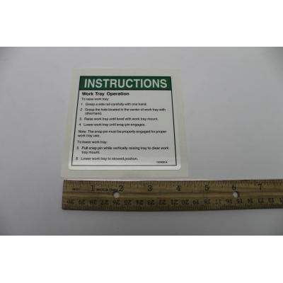 Genie Part # 133450, 133450GT - DECAL, INSTRUCTIONS, WORK TRAY