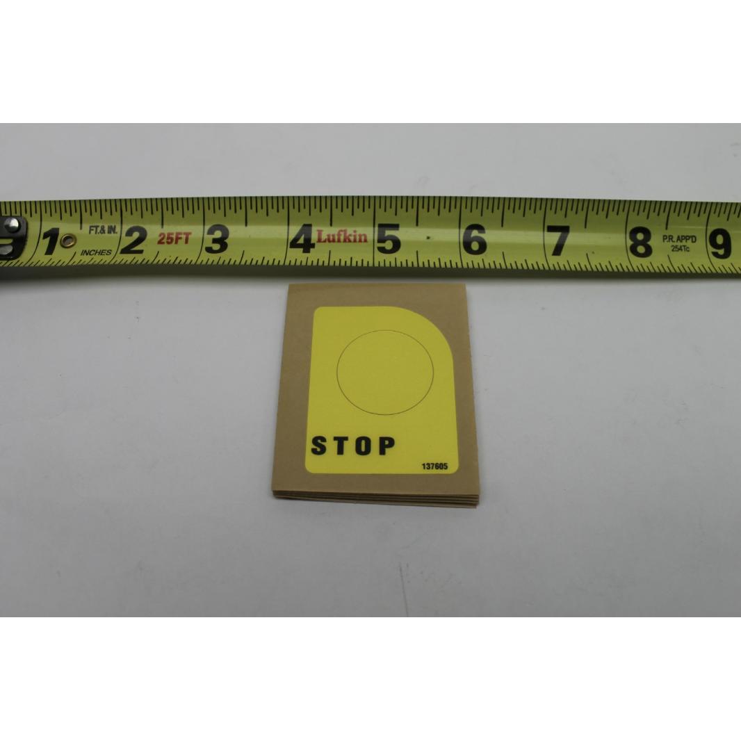 Genie Part # 137605, 137605GT - DECAL,E-STOP, GR/GRC/GS PCON