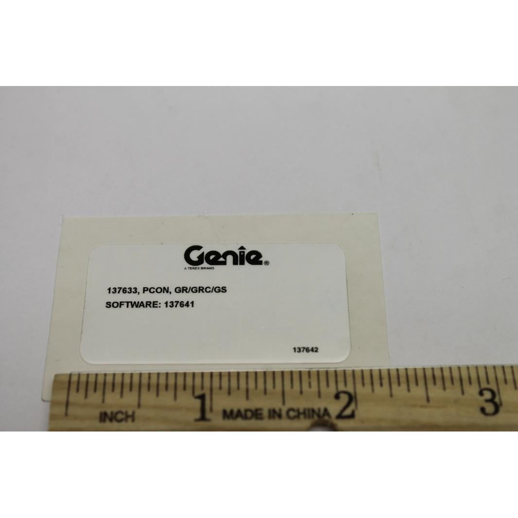 Genie Part # 137642, 137642GT - LABEL, GR/GRC/GS PCON