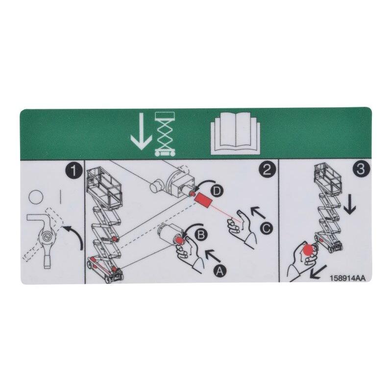 JLG Part # 158914SJ - SJ-DECAL, EMERGENCY LOWERING