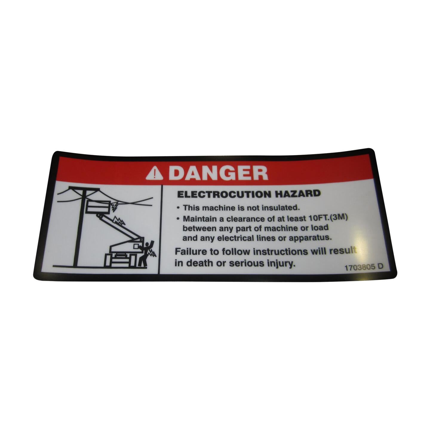 JLG Part # 1703805 - DECAL, DANGER ELECTROCUTION