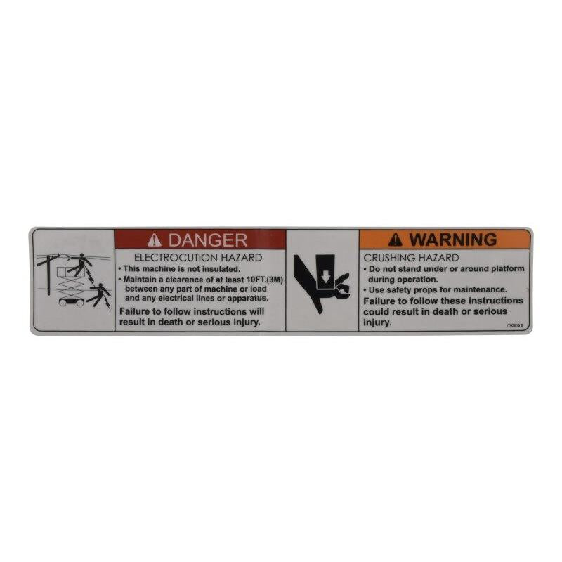 JLG Part # 1703818 - DECAL, WARNING CRUSH HAZARD