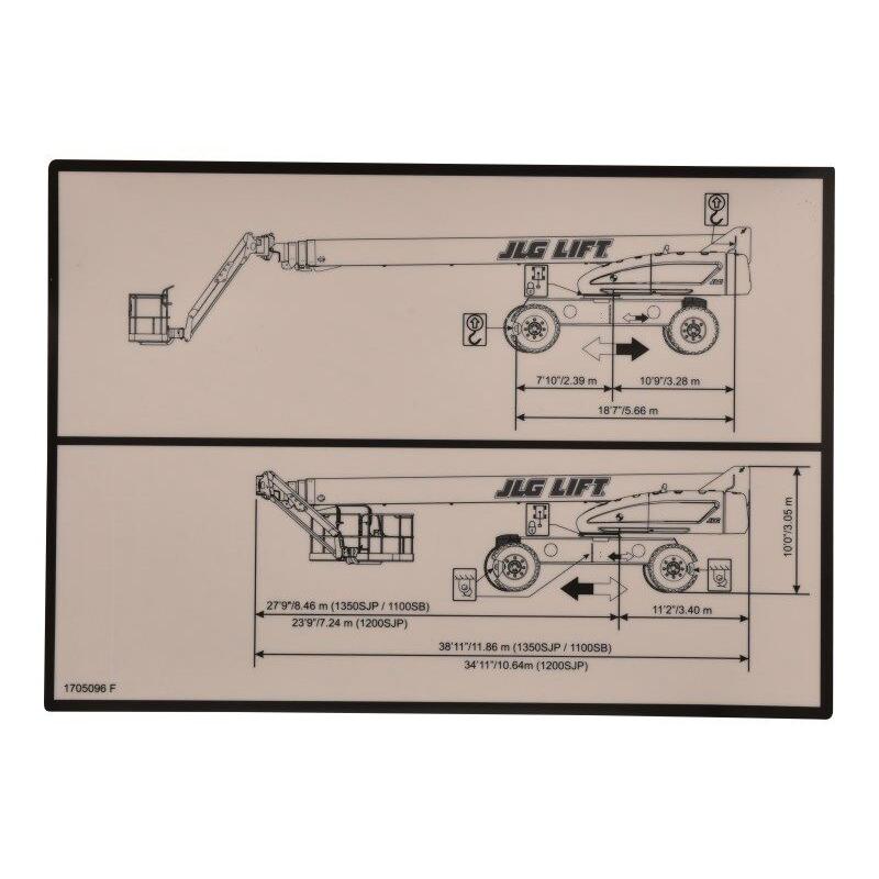 JLG Part # 1705096 - DECAL, LIFT DIAGRAM (1200/1350)