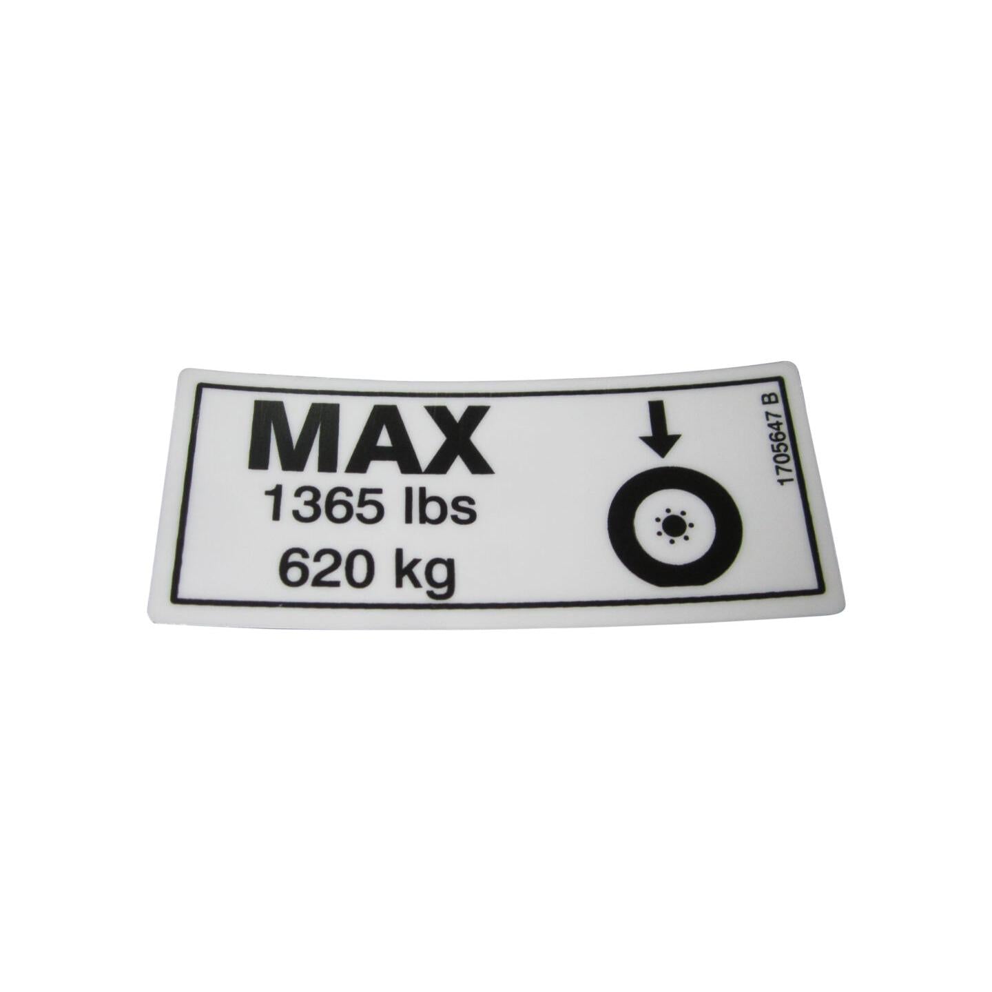 JLG Part # 1705647 - DECAL, TIRE LOAD (1365LB/620KG)