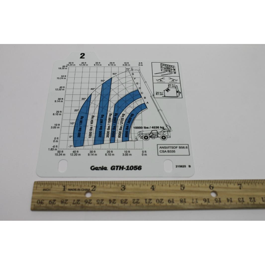 Genie Part # 215625, 215625GT - Load Chart, GTH-1056, 1-2