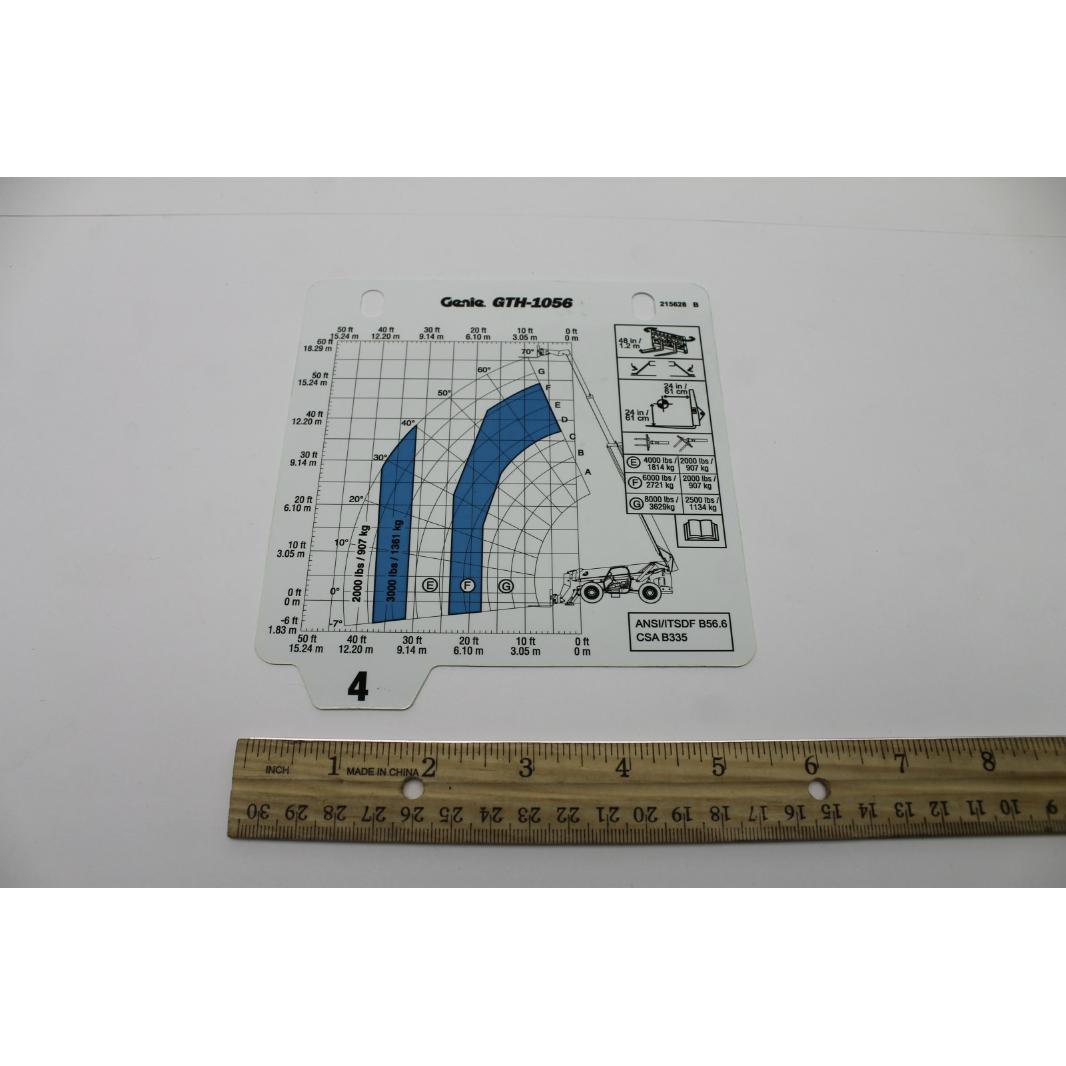 Genie Part # 215628, 215628GT - Load Chart, GTH-1056, 4-5