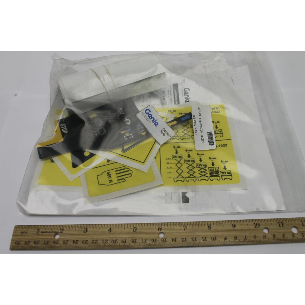 Genie Part # 233266, 233266GT - DECAL KIT, 1930 PLAT, SYM, CE