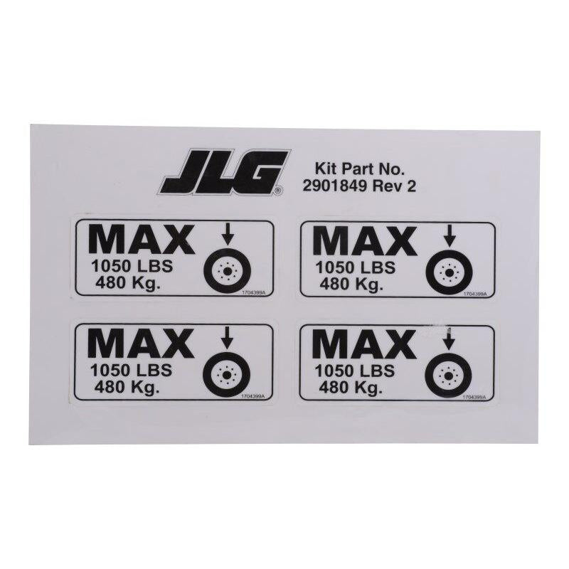 JLG Part # 2901849 - KIT, WHEEL LOAD DECALS 1932E2