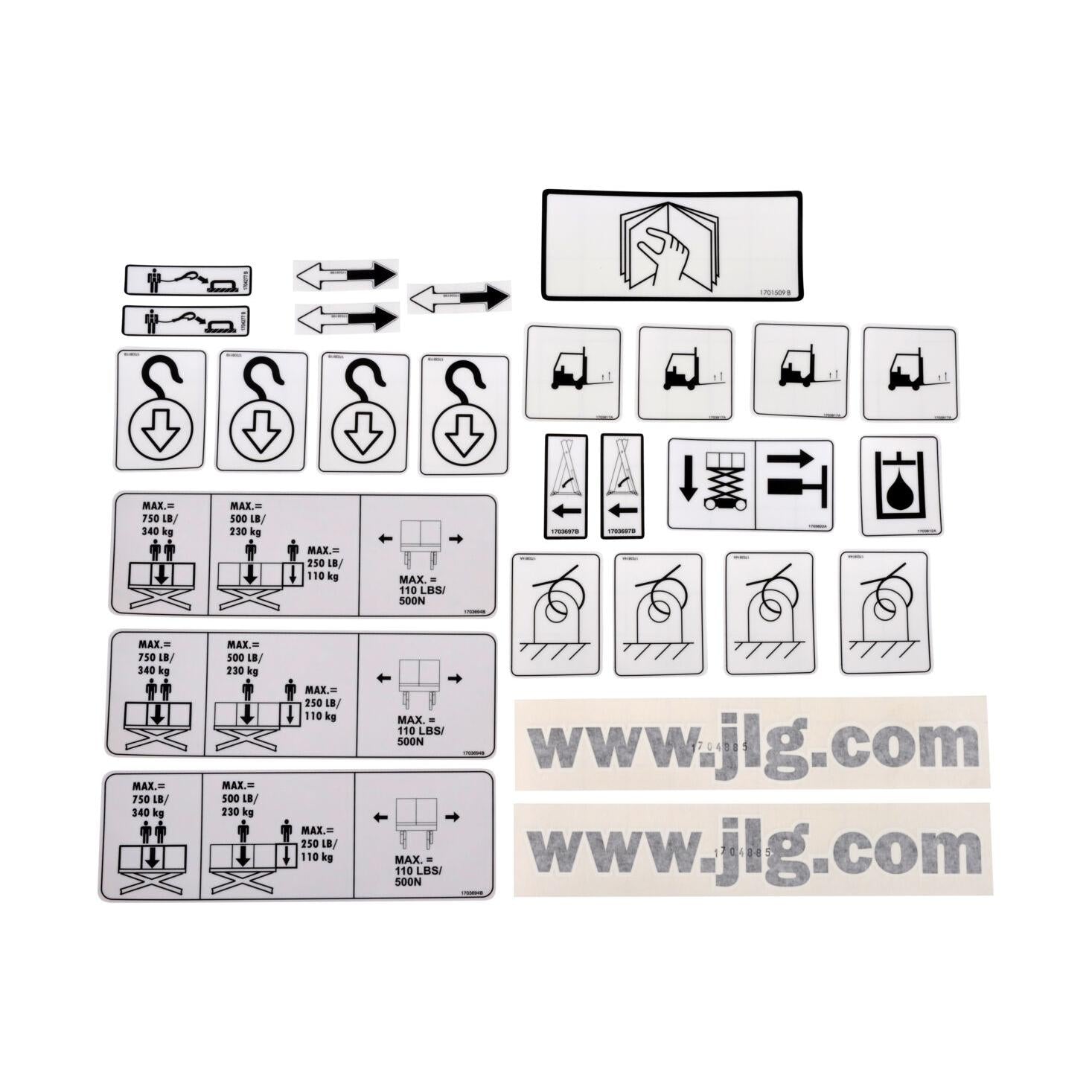 JLG Part # 2902071 - KIT, DECAL, PICTOGRAM, 20/26 E2