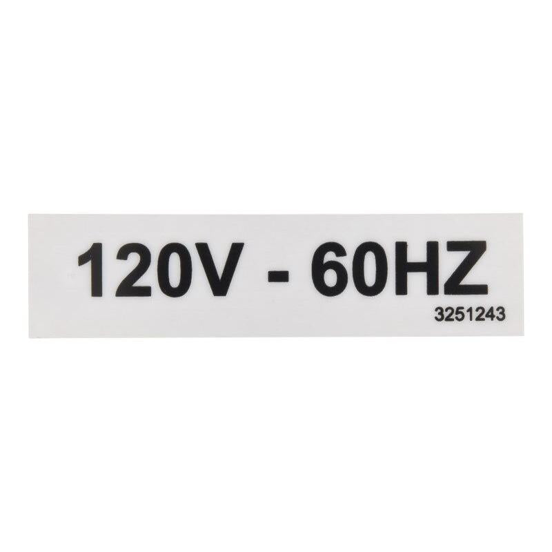JLG Part # 3251243 - NAMEPLATE, 120V-60HZ