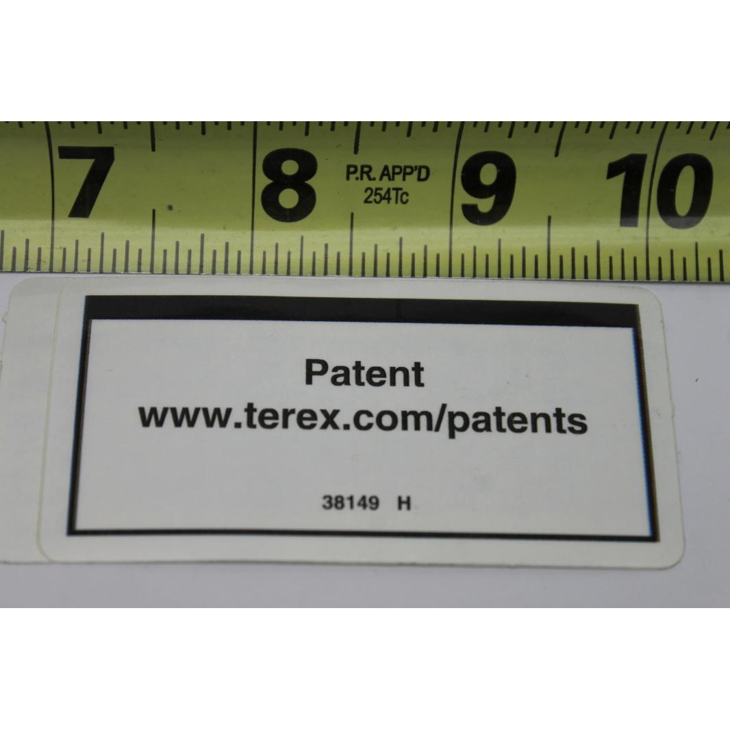 Genie Part # 38149, 38149GT - DECAL LABEL PATENTS