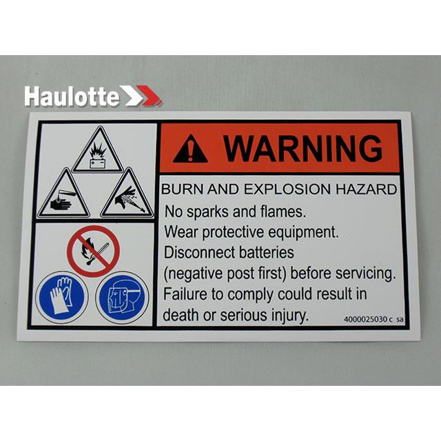Haulotte Part # 4000025030 - Decal-Burn and Explosion Hazard