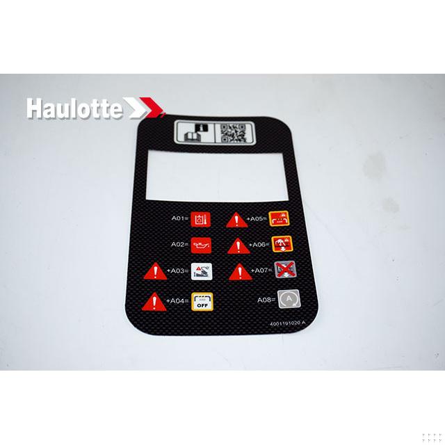 Haulotte Part # 4001191020 - TURRET CTRL PANEL LABEL