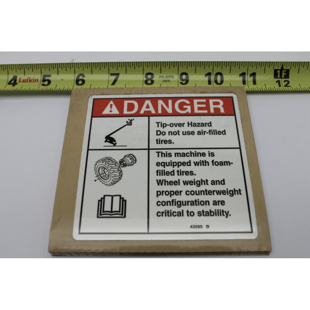 Genie Part # 43595, 43595GT - DECAL,DANGER,TIP-OVER,TIRES***