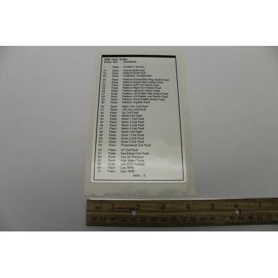 Genie Part # 65053, 65053GT - DECAL, LABEL, FAULT CODES