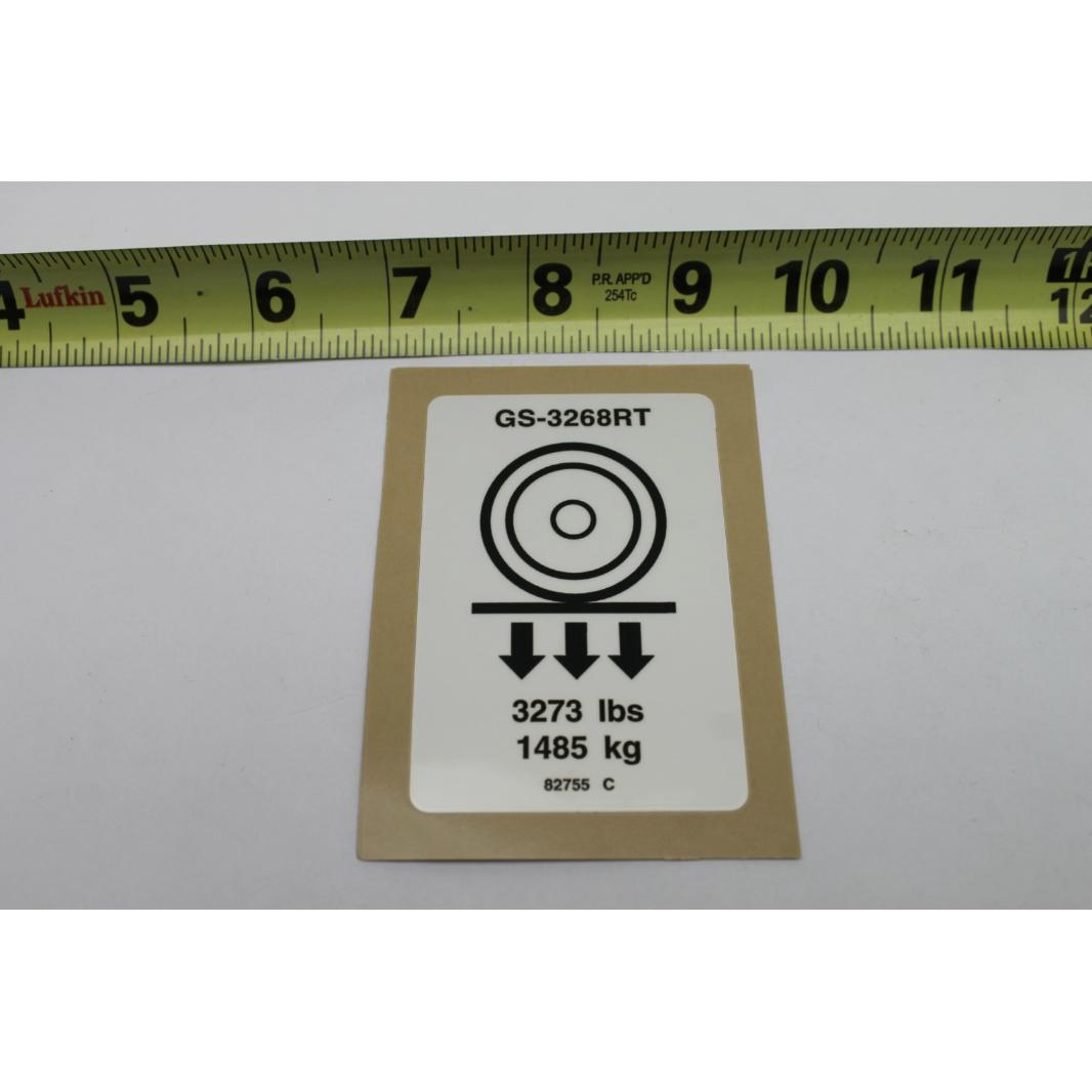 Genie Part # 82755, 82755GT - DECAL, LABEL, WHEEL LOAD, GS-3268