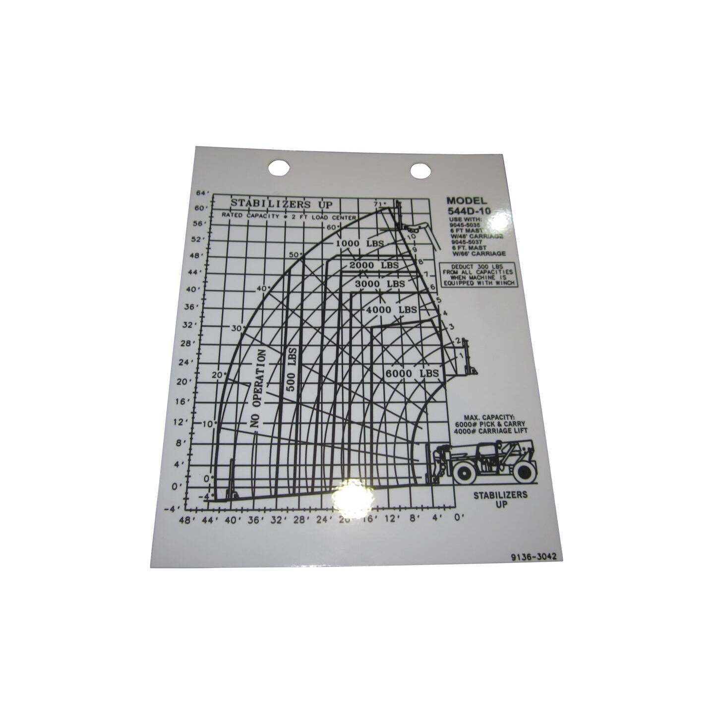 JLG Part # 91363042 - DECAL - LOAD CHART 544D-10