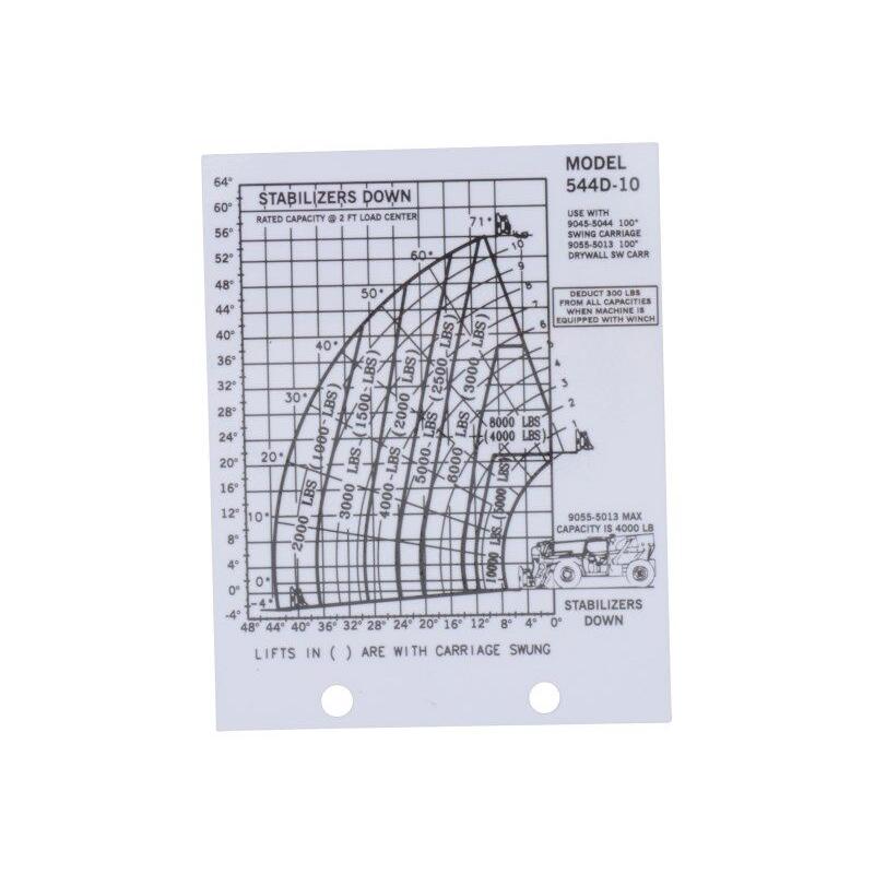 JLG Part # 91363046 - LOAD CHART - 544D