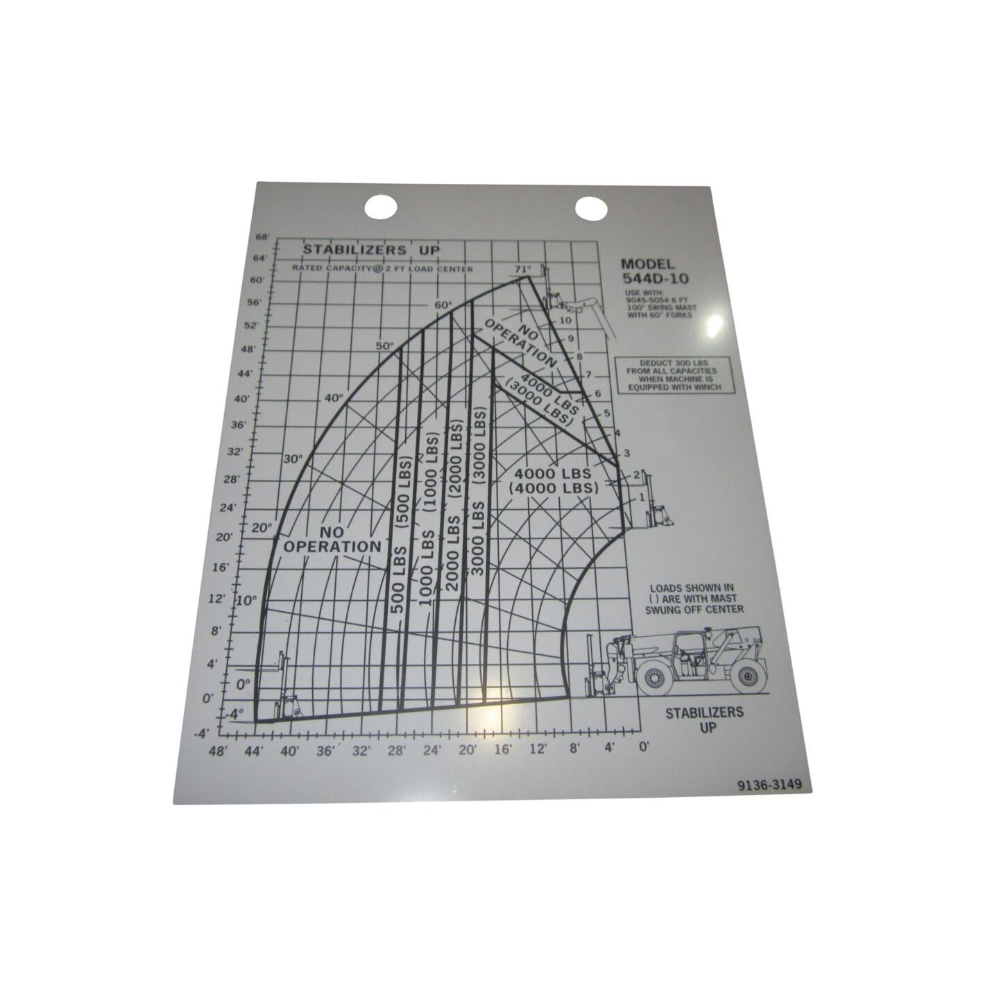 JLG Part # 91363149 - LOAD CHART - 544D-10