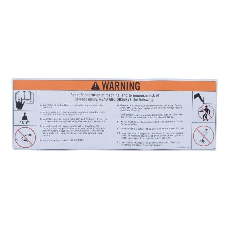 JLG Part # 91503098 - SAFE OPER. DECAL