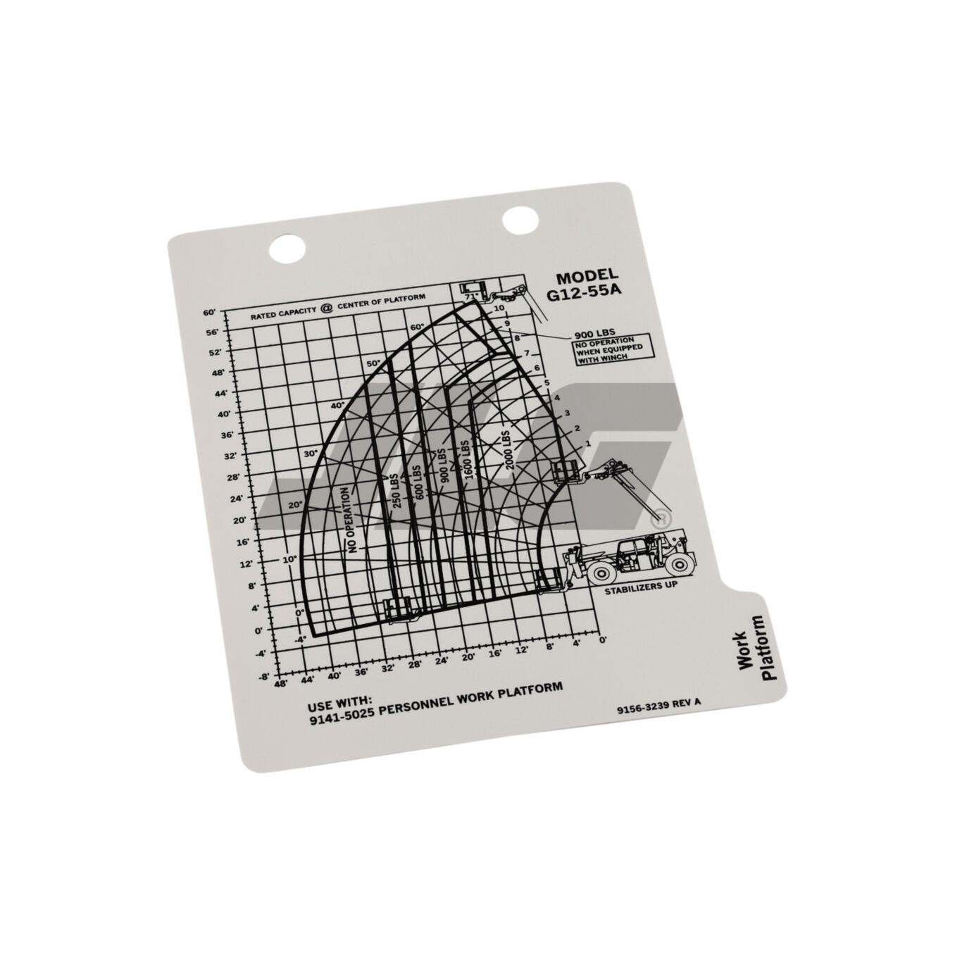 JLG Part # 91563239 - DECAL, CAP CHART G12-55A