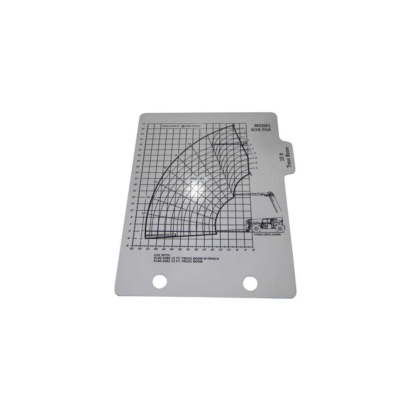 JLG Part # 91573025 - DECAL, CAP CHART G10-55A