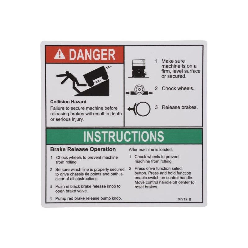 JLG Part # 97712 - Genie-BRAKE REL SAFETY