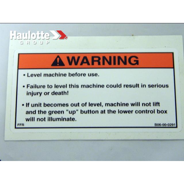 Haulotte Part # B06-00-0291 - Decal-warn Level Machine