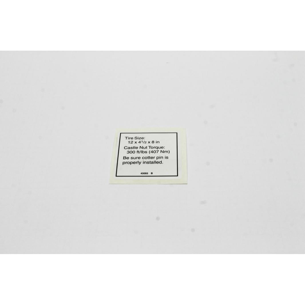 Genie Part # 43093, 43093GT - DECAL,LABEL,TIRE SPECS