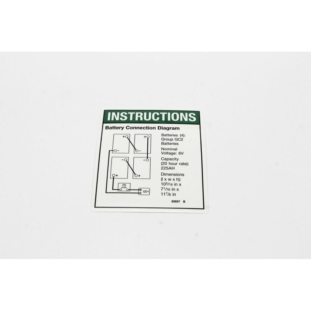 Genie Part # 82657, 82657GT - DECAL,INSTRUCT,BATTERY CONNECT