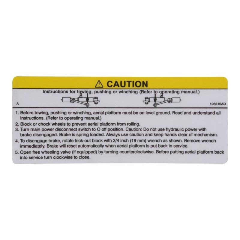 Skyjack Part # 106515 - Label, VL, Caution Brake